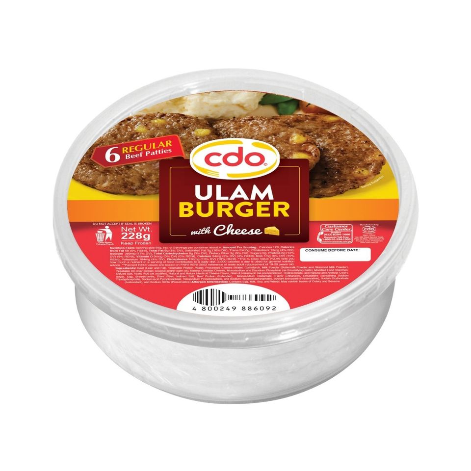 CDO Ulam Burger with Cheese 228G delivery in the Philippines | foodpanda