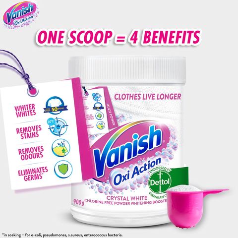 Vanish Oxi Action Crystal White Powder Whitening Booster 900g delivery ...