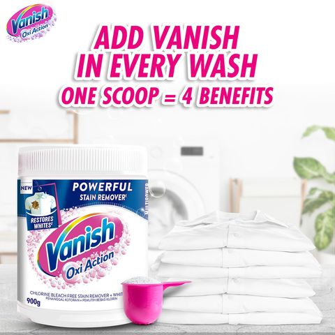 Vanish Stain Remover Crystal White Oxi Action Detergent Powder 900g ...