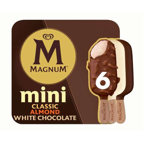 Magnum Mini Classic Almond White Ice Cream Multipack 6pcs x 55ml ...