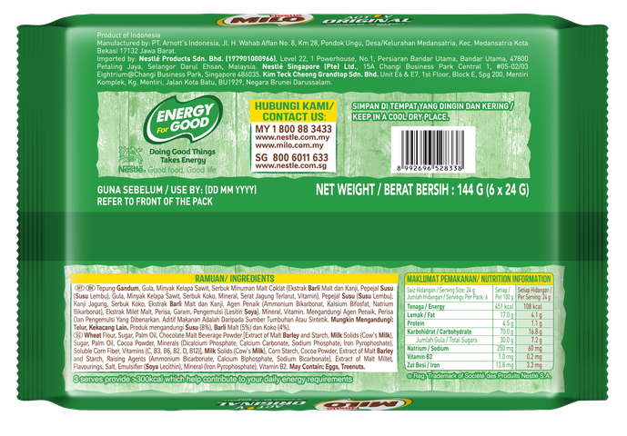 Milo Biscuits Sandwich Original Multipack 6 x 24g delivery near you in ...