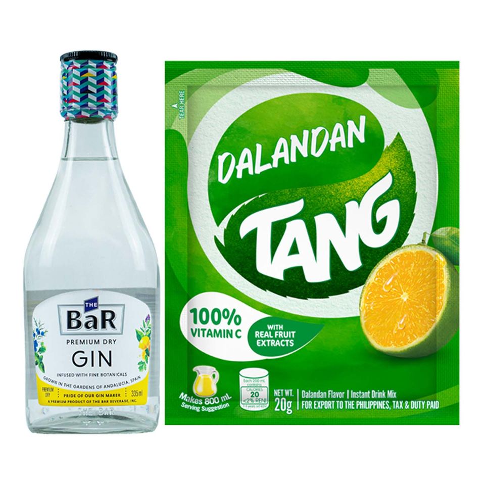 The Bar Premium Dry Gin 335ml + Tang Powdered Juice Dalandan Flavor 20g ...