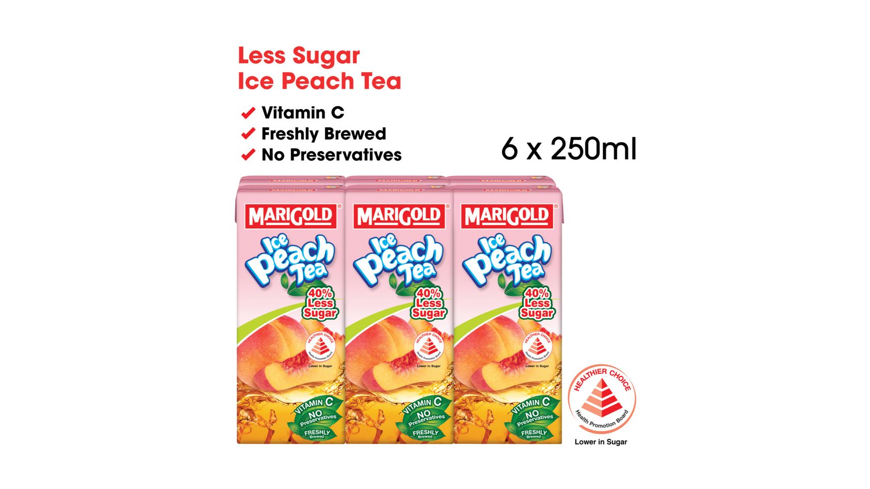Marigold Ice Peach Tea 6s x 250ml delivery near you in Singapore | foodpanda