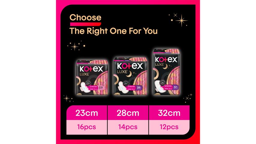 Kotex Luxe Ultrathin Night Wing Sanitary Pads 28cm 14s delivery near you in Singapore | foodpanda