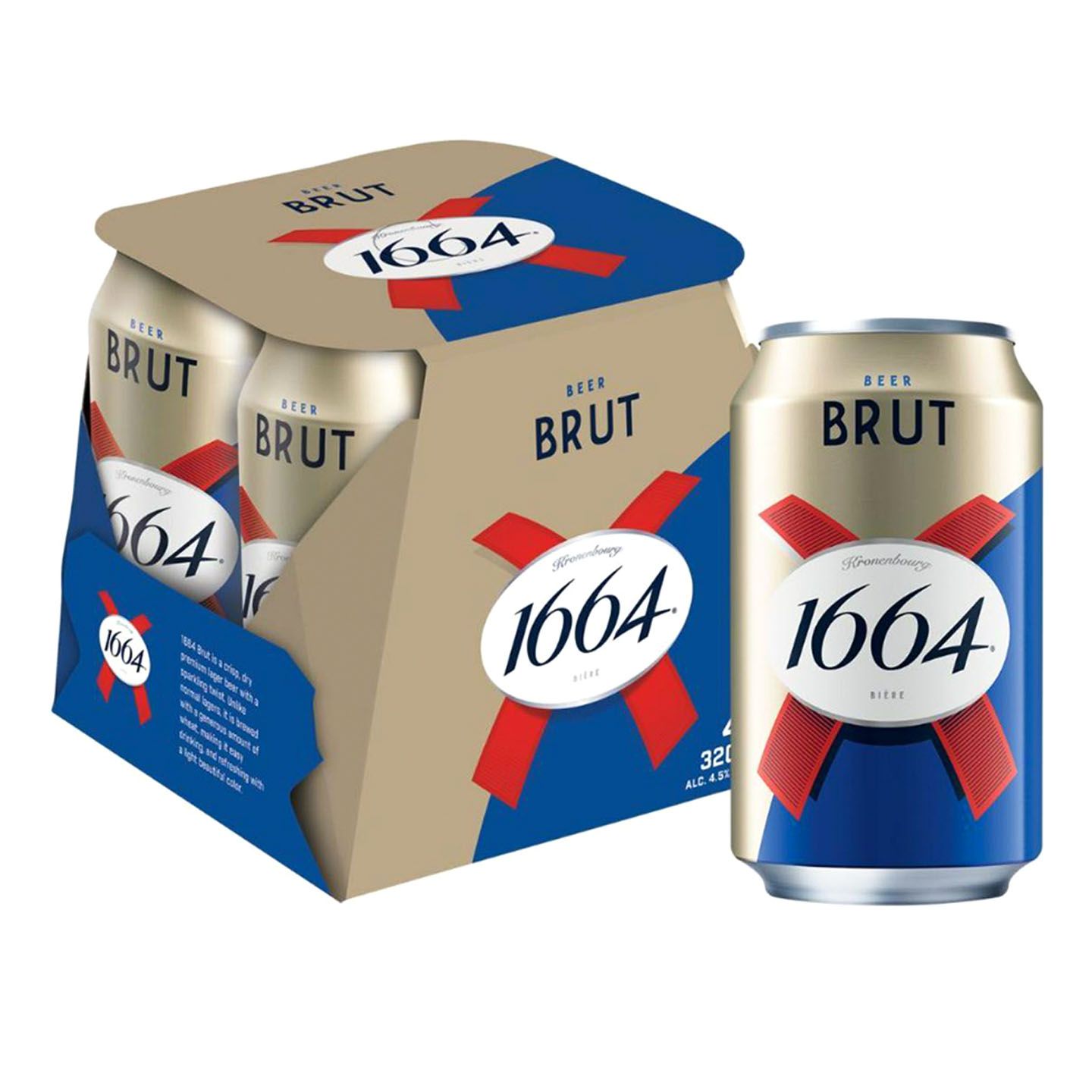 Kronenbourg 1664 Brut Beer Can 4 Pieces x 320ml delivery near you in ...