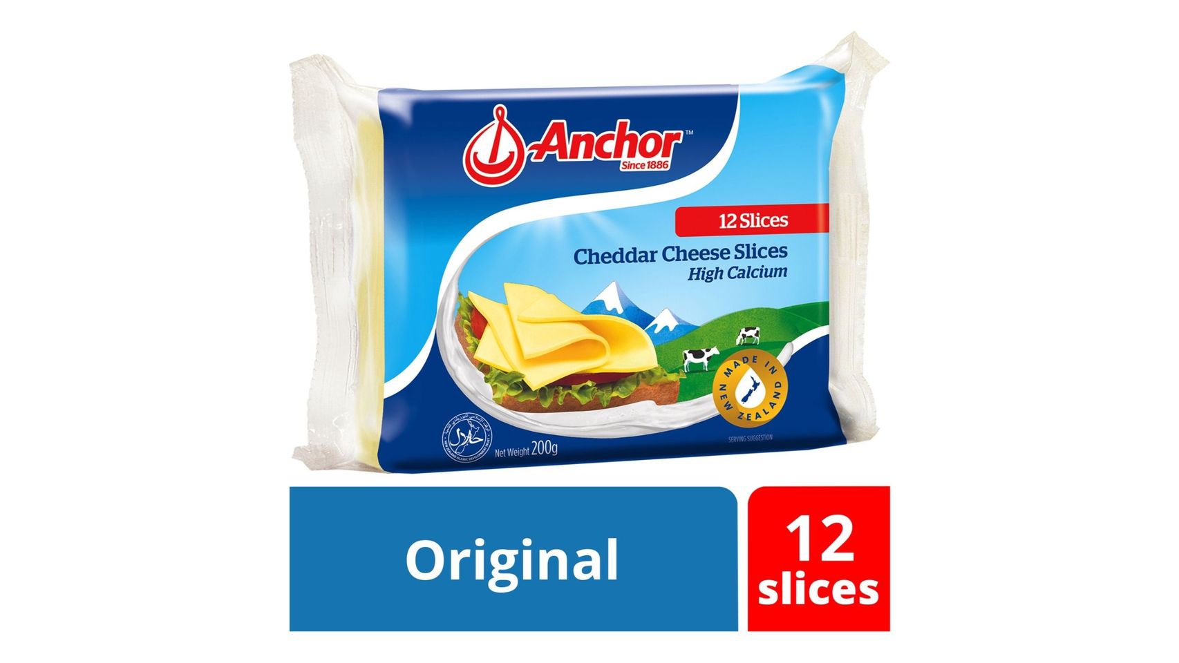 Anchor Cheddar Cheese Singles 12s 200g delivery near you | foodpanda ...