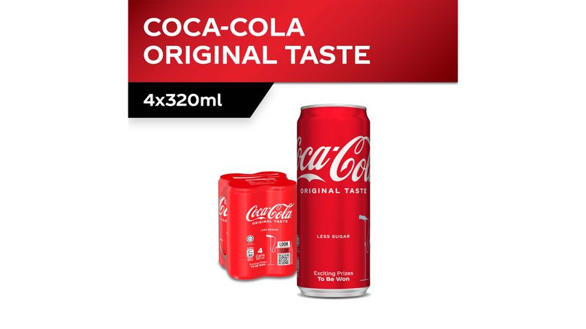 Coca-Cola Original Taste Cans (Coke) 4pcs x 320ml Pack delivery near ...