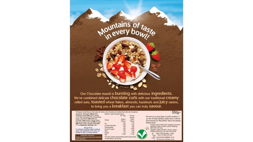Alpen Chocolate Swiss Style Muesli 550g delivery near you in Singapore ...
