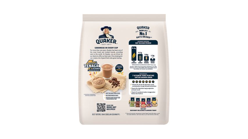 Quaker 3 in 1 Mocha Oat Cereal Drink 15s x 28g delivery near you in ...