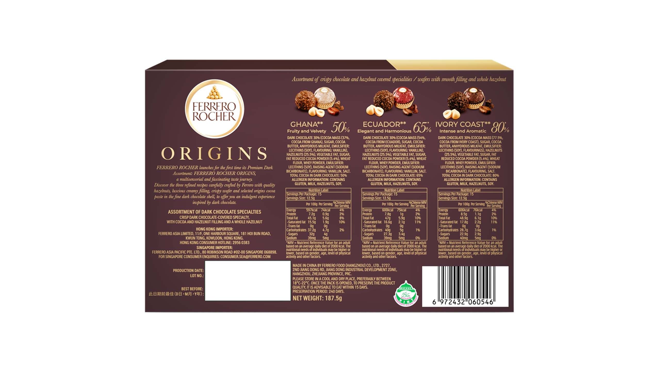 Ferrero Rocher Origins Premium Dark Chocolate T15 187.5g delivery near ...
