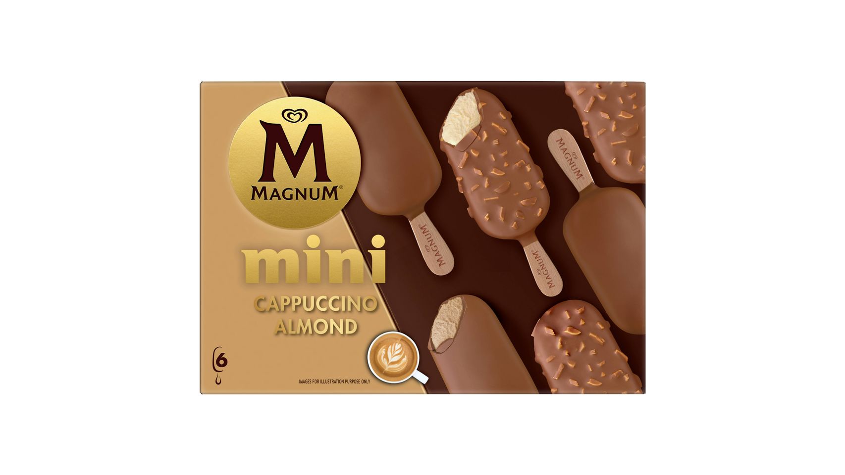 Magnum Mini Cappuccino and Almond Ice Cream Multipack 6pcs x 50ml ...