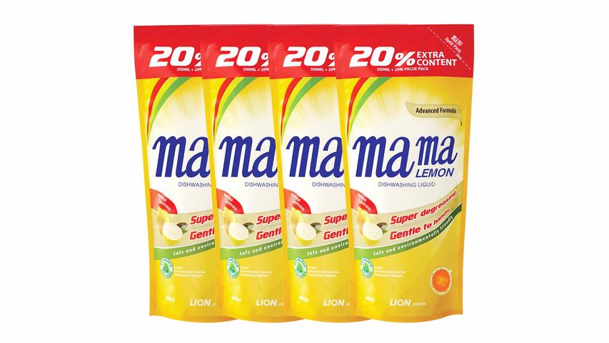 Mama Lemon Dishwashing Liquid Refill (Lemon Gold) 4pcs x 600ml delivery ...