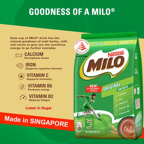 Milo Original Sachets 18pcs x 30g delivery near you in Singapore ...