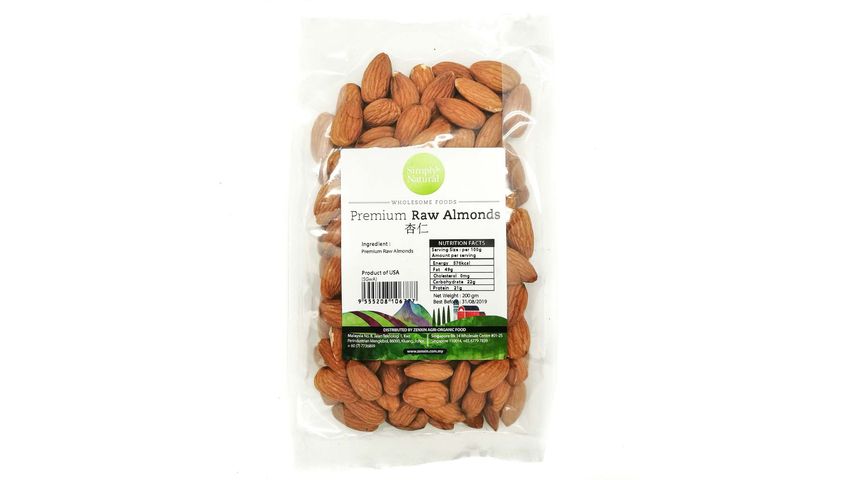 Simply Natural Premium Raw Almonds 200g delivery near you in Singapore ...