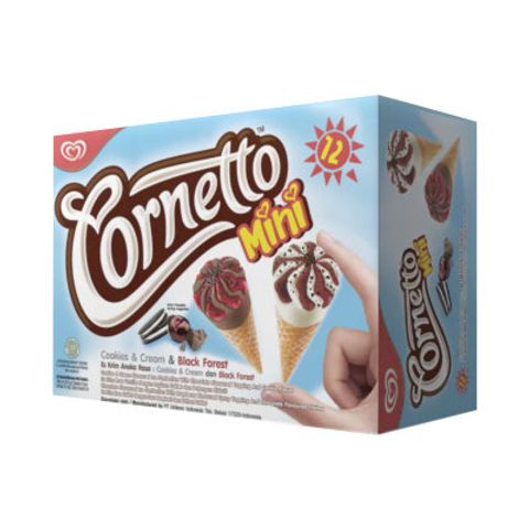 Wall's Cornetto Mini Cookies & Cream Black Forest 12 Pieces delivery in ...