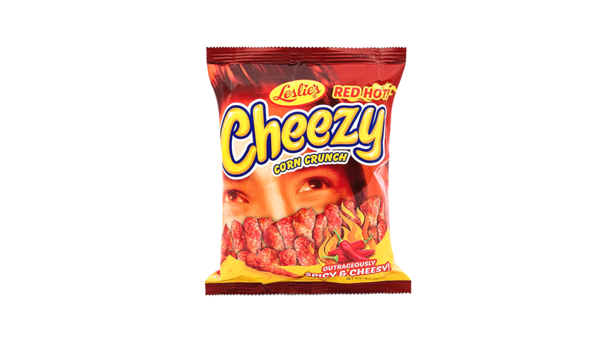 Leslie's Red Hot Cheezy Corn Crunch Spicy and Cheesy Flavored Snacks ...