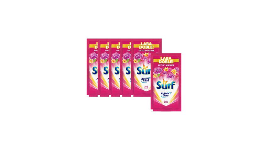 Surf Laundry Powder Detergent Sachet Rose Fresh 6 x 130g delivery in ...