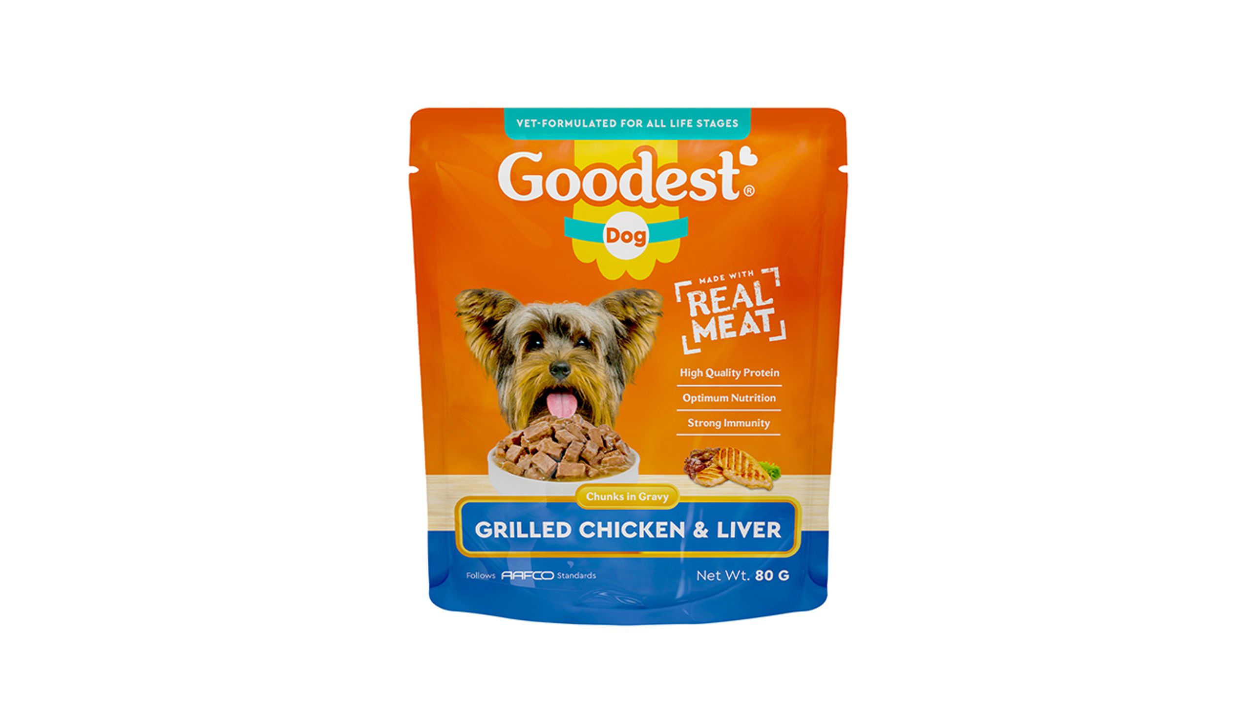 Goodest Dog Grilled Chicken & Liver with Gravy Wet Dog Food Pouch 80g ...