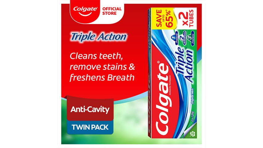Colgate Triple Action Anti-Cavity Family Toothpaste 120g Twin Pack ...