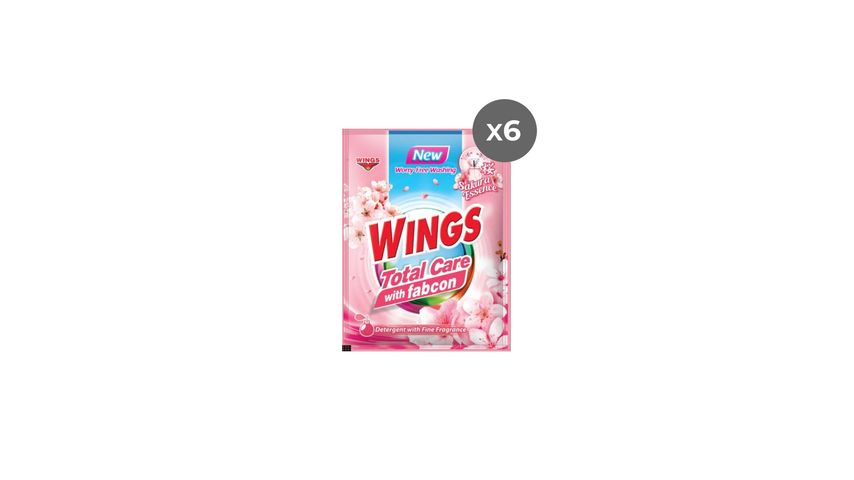 Wings Powder Detegent Total Care w/ Fabcon Sakura Essence 52g x 6 ...