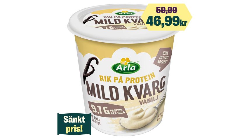 Arla Mild Kvarg Vanilj 0,2% 1kg - Köp online - foodora.se