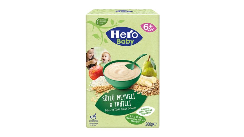 Hero Baby Sütlü 8 Tahıllı Meyveli Püre 200 g - yemeksepeti.com