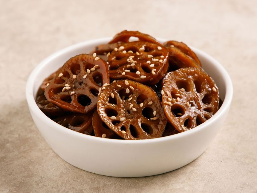 Korean Glazed Lotus Root Recipe Korean Glazed Lotus Root Recipe