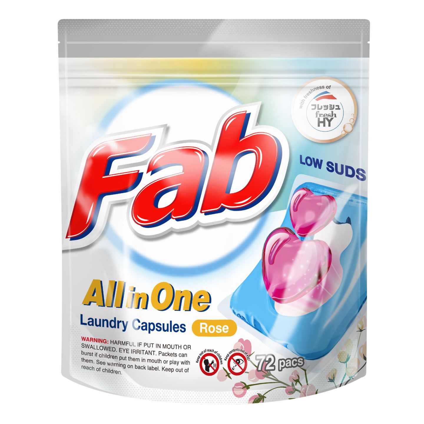 Fab All in One Low Suds Laundry Capsules Rose 72 Pacs delivery in Hong ...