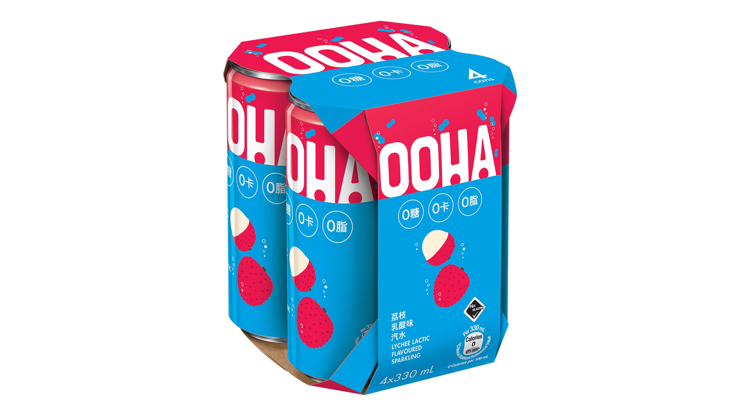 OOHA - Sparkling Beverage (Lychee Lactic Flavoured) 330ml x 4 delivery ...