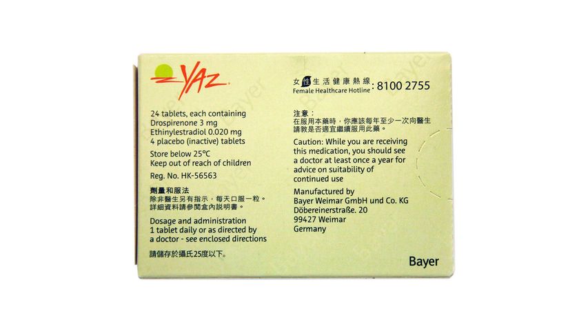 Yaz Contraceptive Pills 28 Pieces delivery in Hong Kong | foodpanda