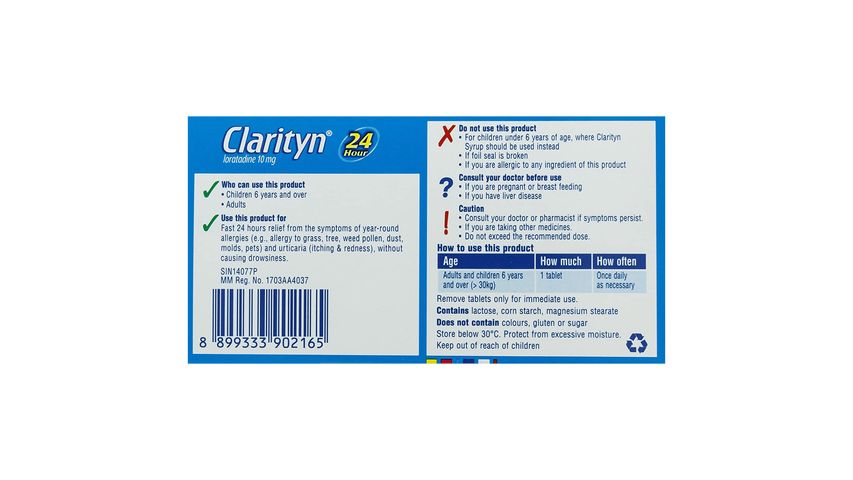 Clarityn Non-Drowsy Allergy 24 Hour Allergy Relief 10s delivery near ...
