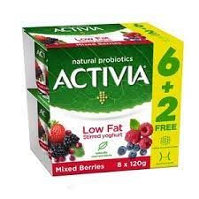Buy Activia Mixed Berries Fruit Low Fat Yoghurt, 8x120g Online in ...