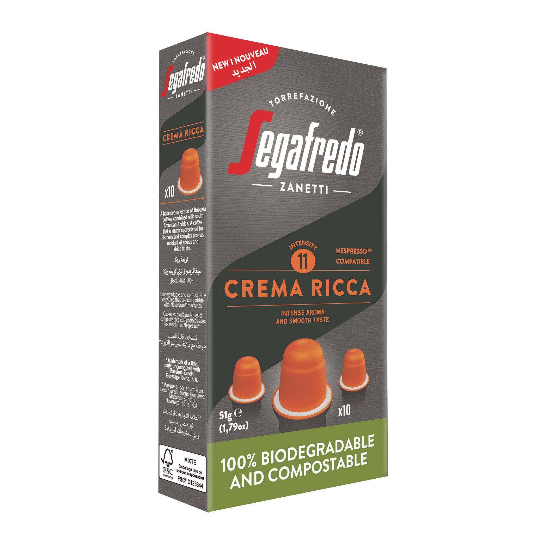 Buy Segafredo Crema Ricca Nespresso Compatible & Biodegradable Capsules ...