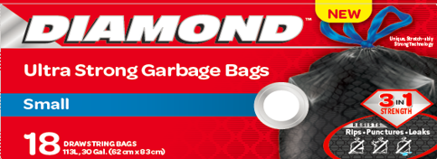 Buy Diamond Ultra Strong Garbage Bags With Drawstrings Small 18'S 30 ...