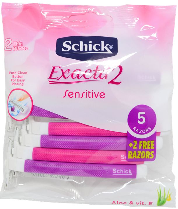Buy Schick Exacta Sensitive 2 Pink & Purple Razors For Women 5 + 2 Pcs ...