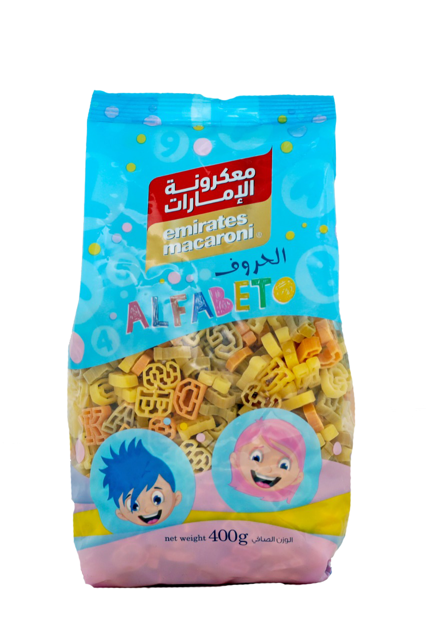 Buy Emirates Macaroni Alphabet Shape Tricolor Pasta 400 g Online in UAE ...