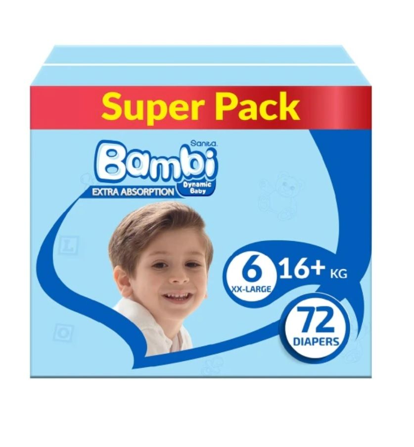 Buy Bambi Baby Diapers Super Pack Size 6 Xx Double Large 72 pcs Online ...