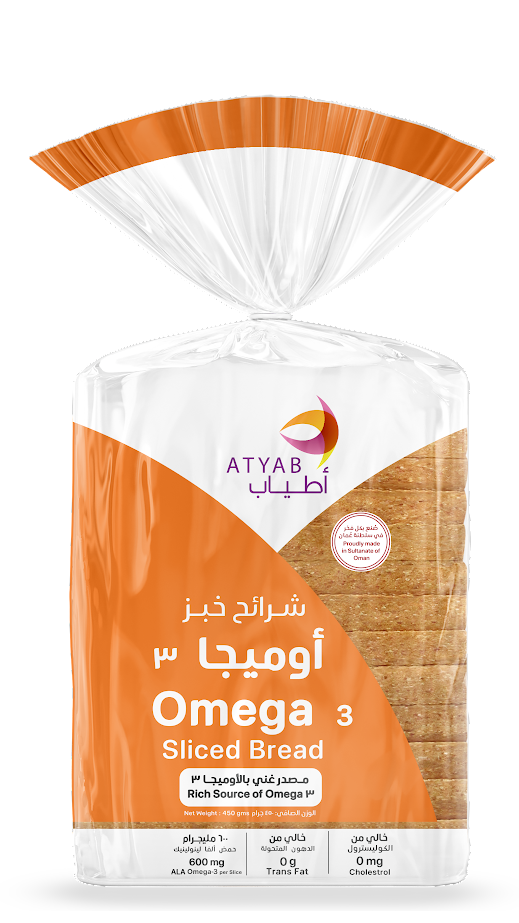 Buy Atyab Omega 3 Sliced Bread, 450g Online in Oman | Talabat Oman