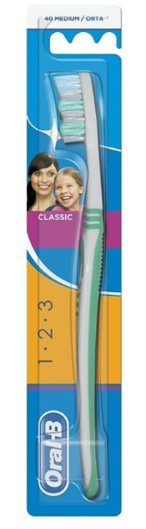 Buy Oral-B 123 Classic Toothbrush 40 Medium Multi Color 1 Count Online ...