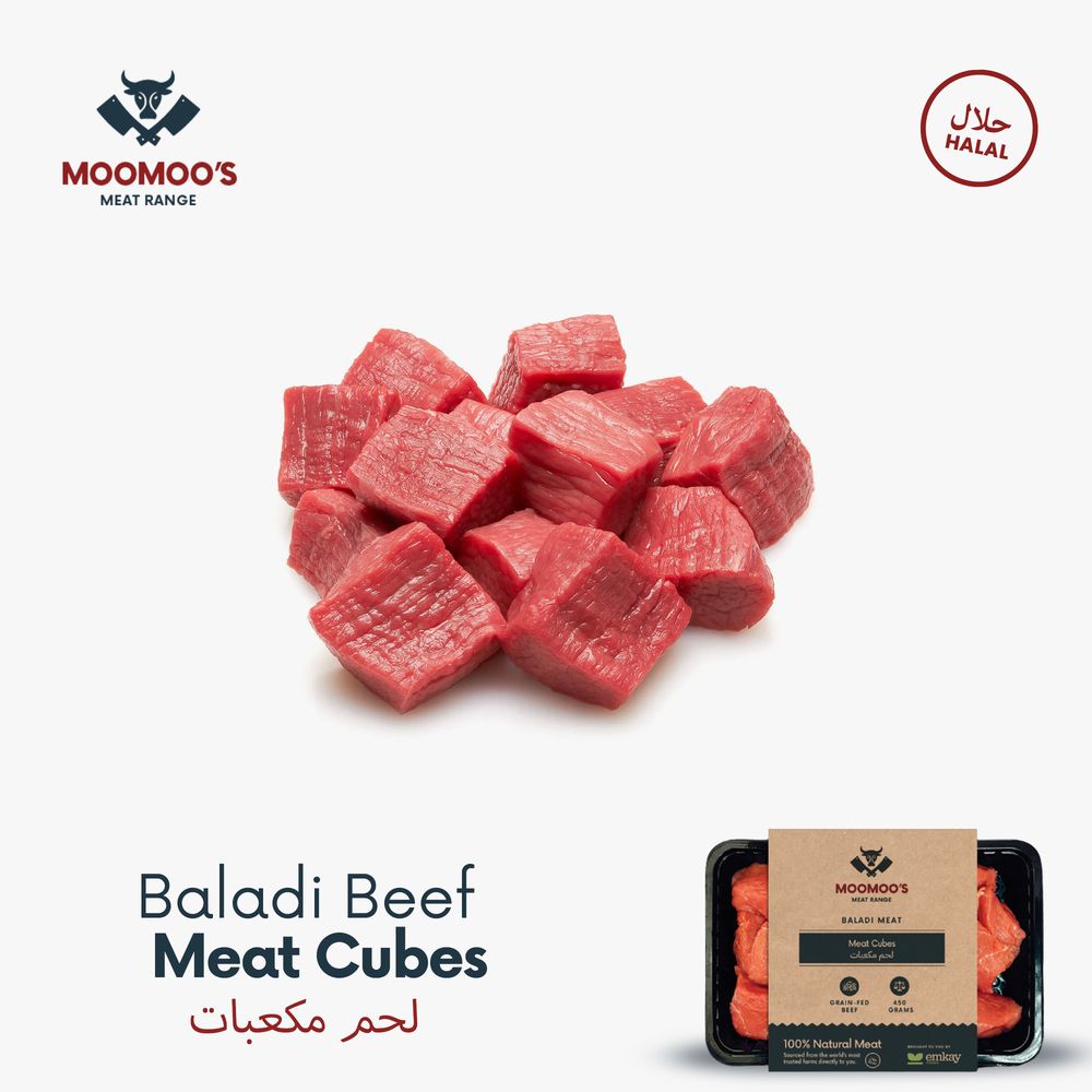 Buy Moomoo's Balady Frozen Meat Cubes, 450g Online in Egypt | Talabat Egypt