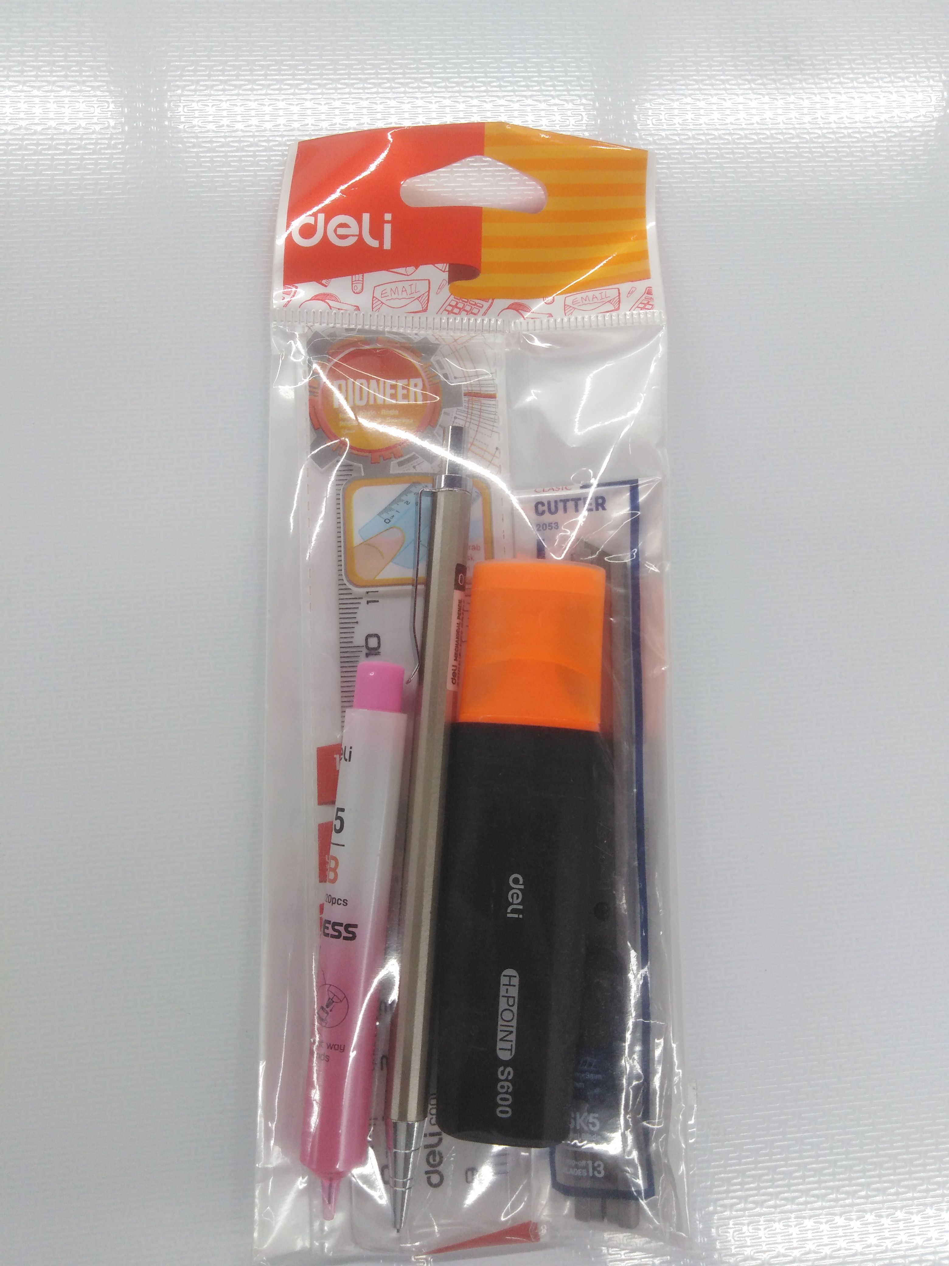 Buy Deli Mechanical Pencil + Lead + Cutter + Highlighter + Ruler Online ...