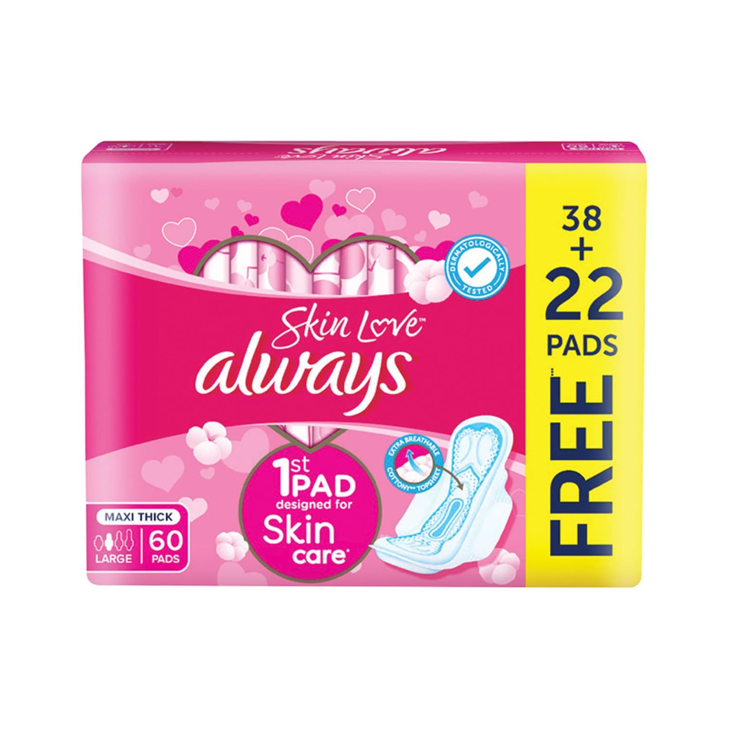 Buy Always Skin Love Large Thick Pads, 60 Pads Online in Kuwait ...