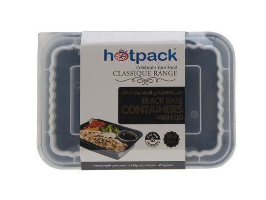 Buy Hotpack Black Base Rectangular Microwavable Container with Lids, 38oz, 5 Pieces Online in ...