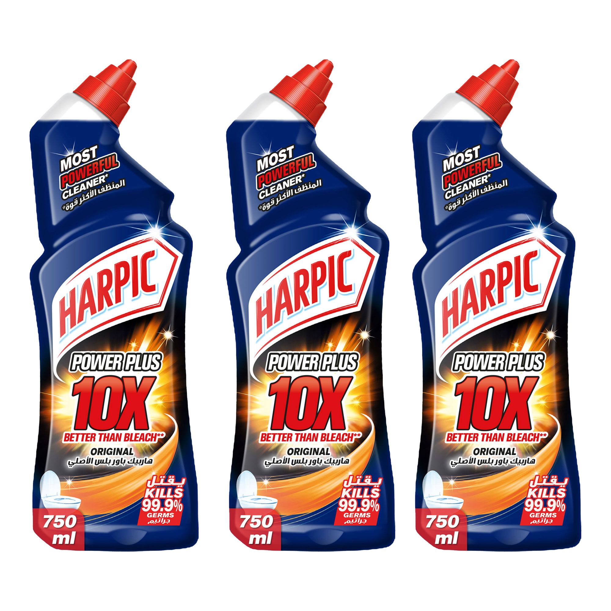Buy Harpic Original Power Plus 10X Max Clean Toilet Cleaner, 3x750ml Online in Bahrain | Talabat ...
