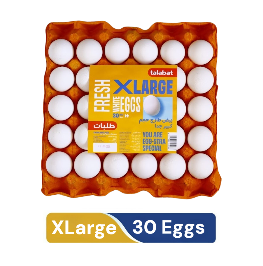 Buy Talabat Fresh White Eggs XL, 30 Pieces Online in Jordan | Talabat ...