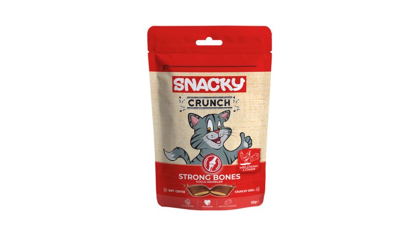 Snacky Crunch Strong Bones Güçlü Kemikler Tavuk Etli & Peynirli Kedi ...