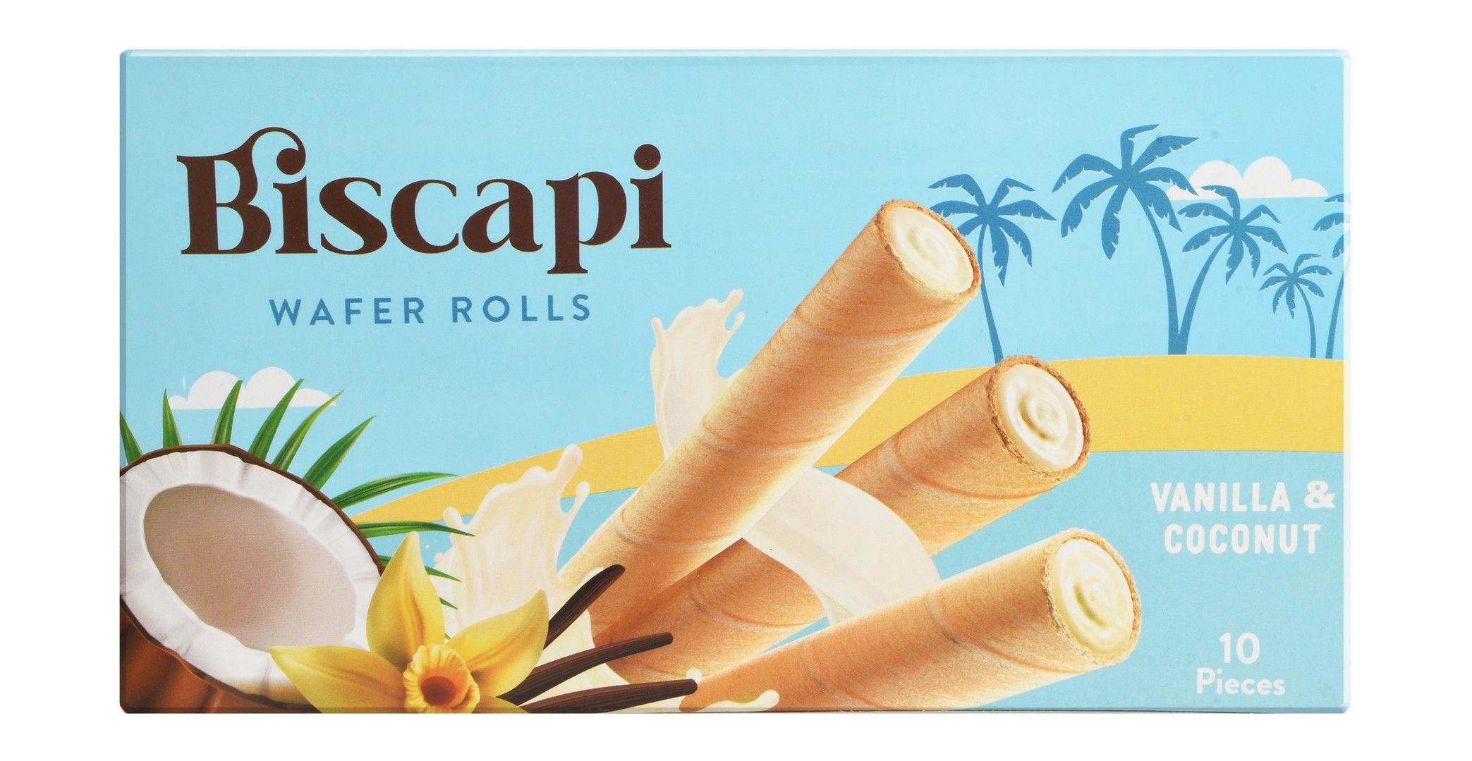 Buy Biscapi Wafer Rolls With Vanilla And Coconut Cream 10 Peices Online ...