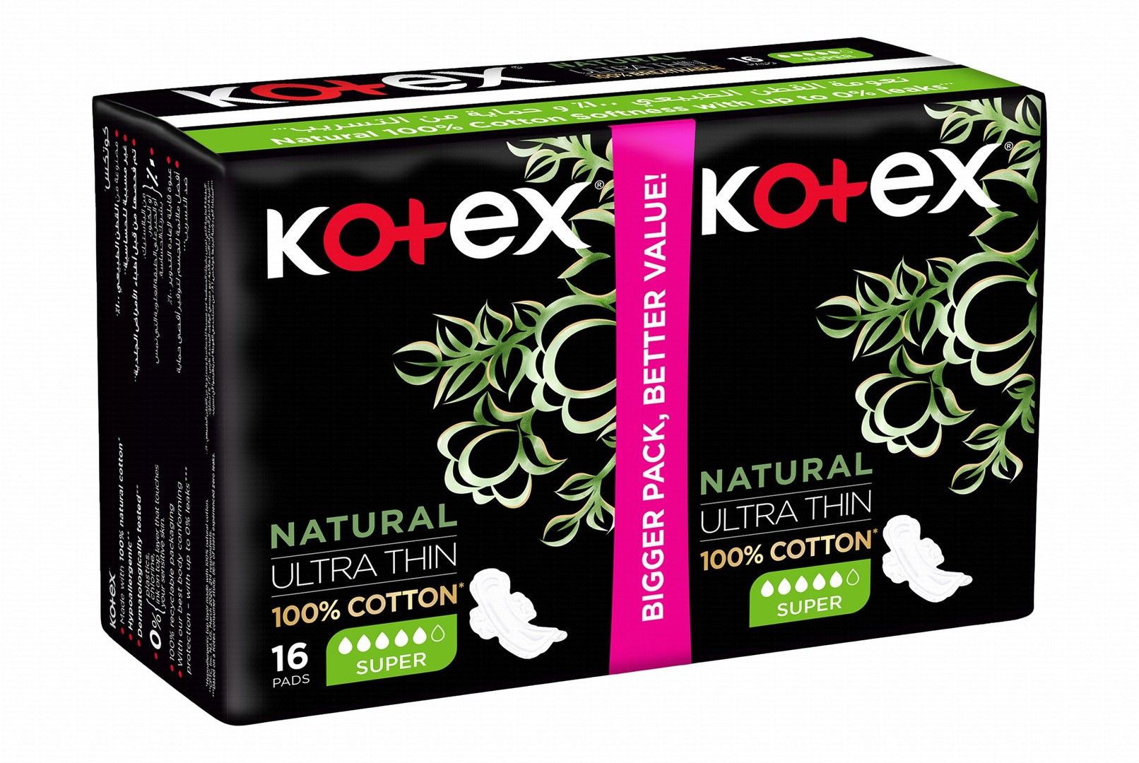 Buy Kotex Natural Ultra Thin Super with Wings Pads, 16 Count Online in ...
