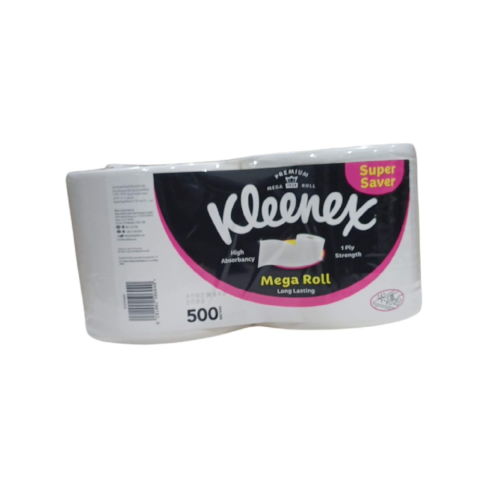 Buy Kleenex Mega Tissue Rolls 1Ply Super Saver Pack, 2x500m Online in ...
