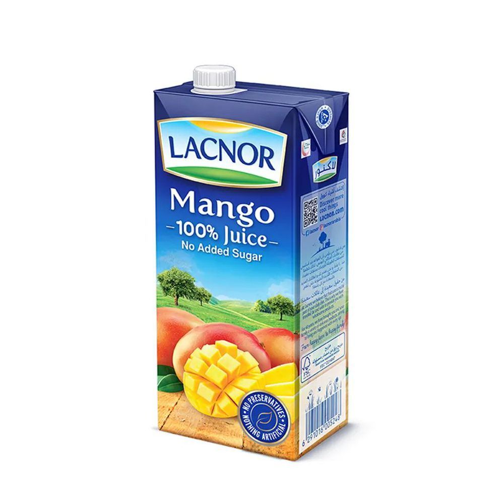 Buy Lacnor Mango 100% Juice No Added Sugar 1 L Online in UAE | Talabat UAE